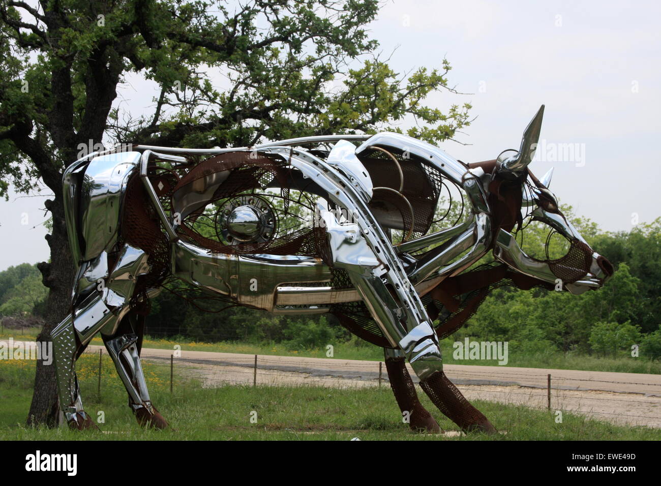 Metallic bull in Texas USA Stock Photo - Alamy