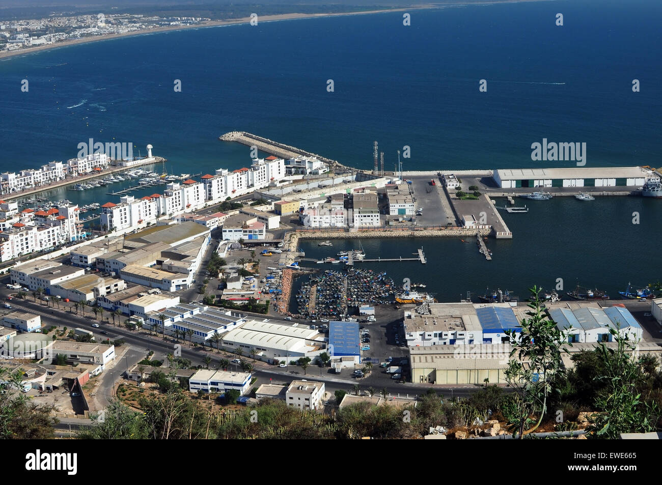 agadir city morocco harbour landmark aerial view Stock Photo - Alamy