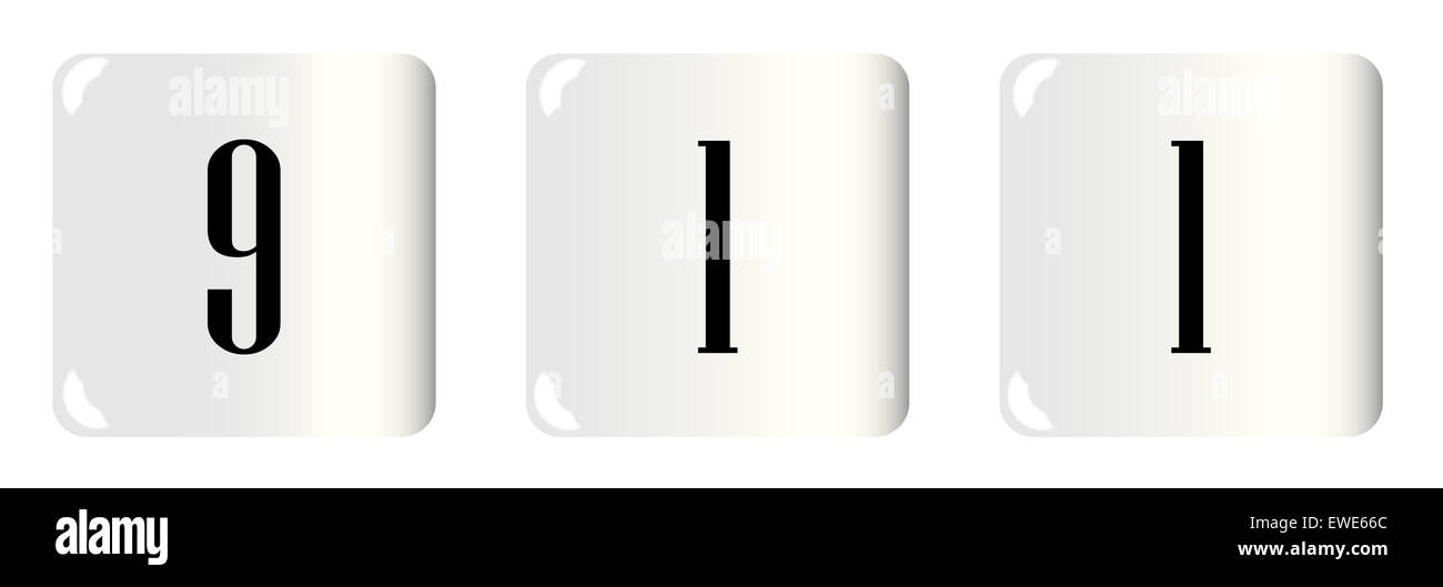 White buttons with the numbers 911 embossed Stock Photo - Alamy