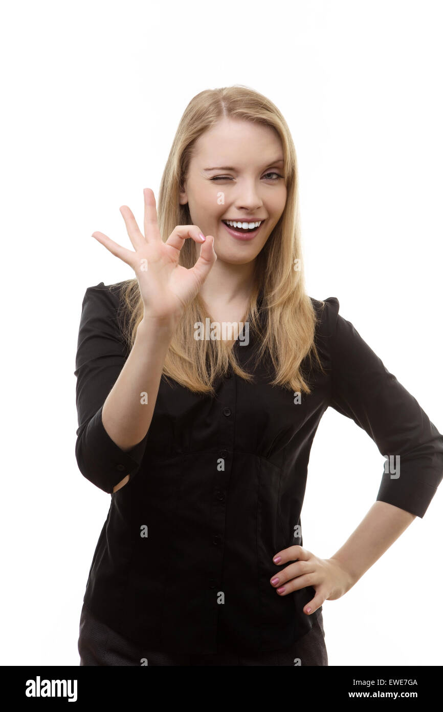 woman given you the ok sign with her hand Stock Photo - Alamy