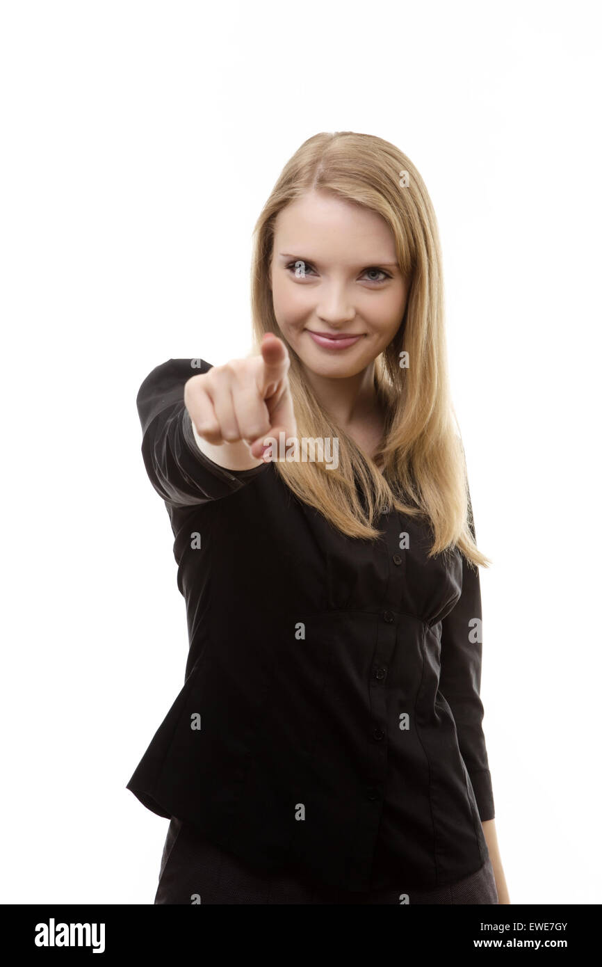 woman pointing right at the camera Stock Photo - Alamy