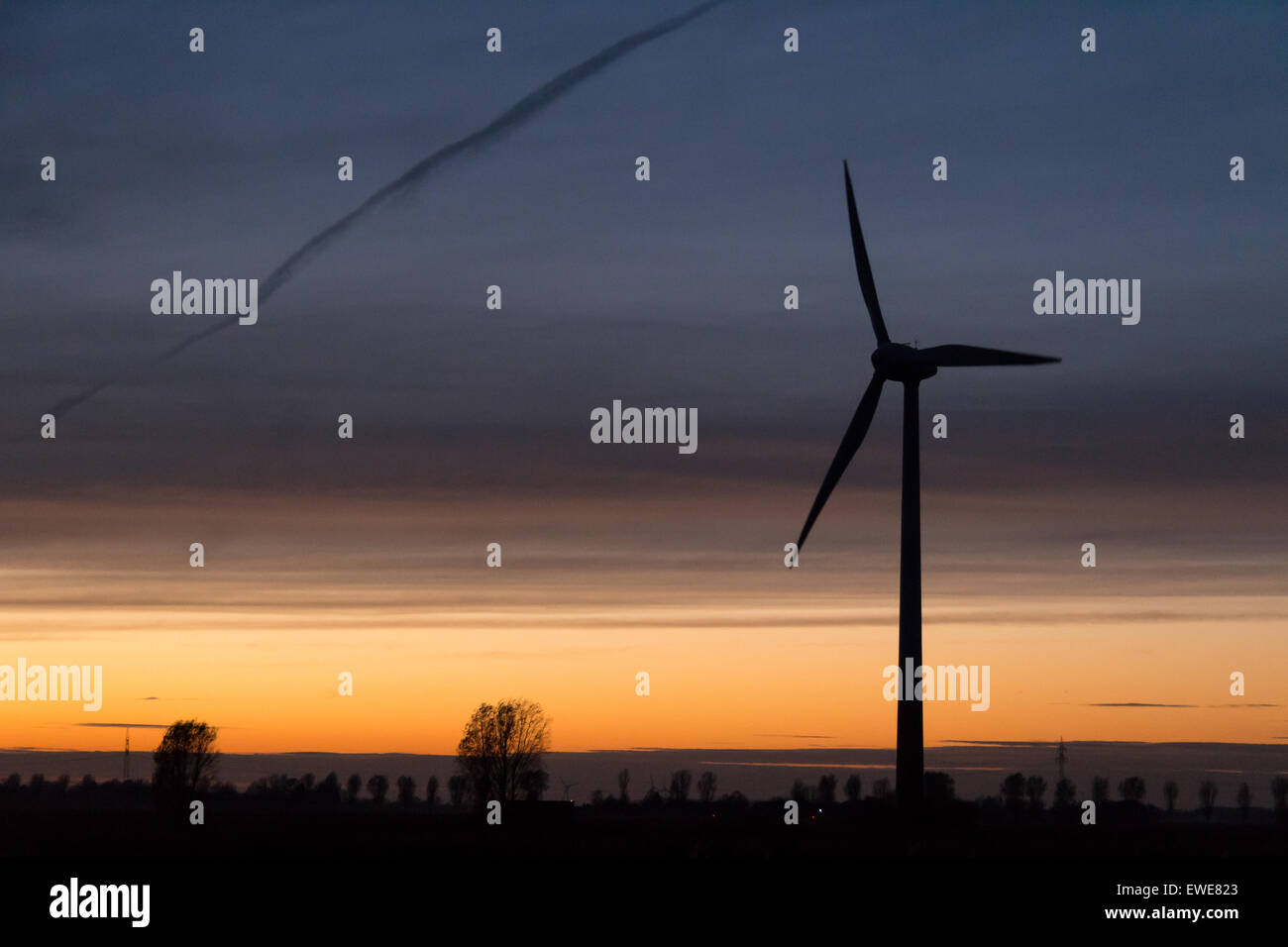 Hinte, Germany, Wind Turbine in the dusk Stock Photo - Alamy