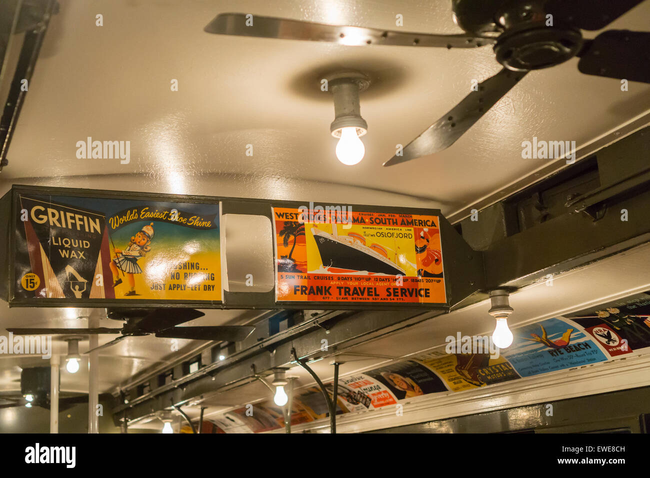 Detail of advertising on a BMT D-Type Triplex train, in use from 1927 ...