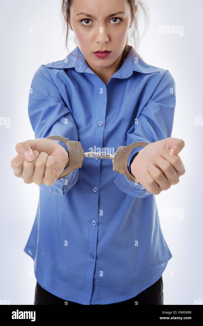 Portrait young woman in handcuffs hi-res stock photography and images ...