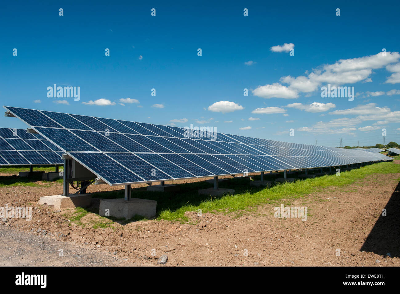 Solar farm in Cumbria. Panels cover over 80 acres of land to produce ...