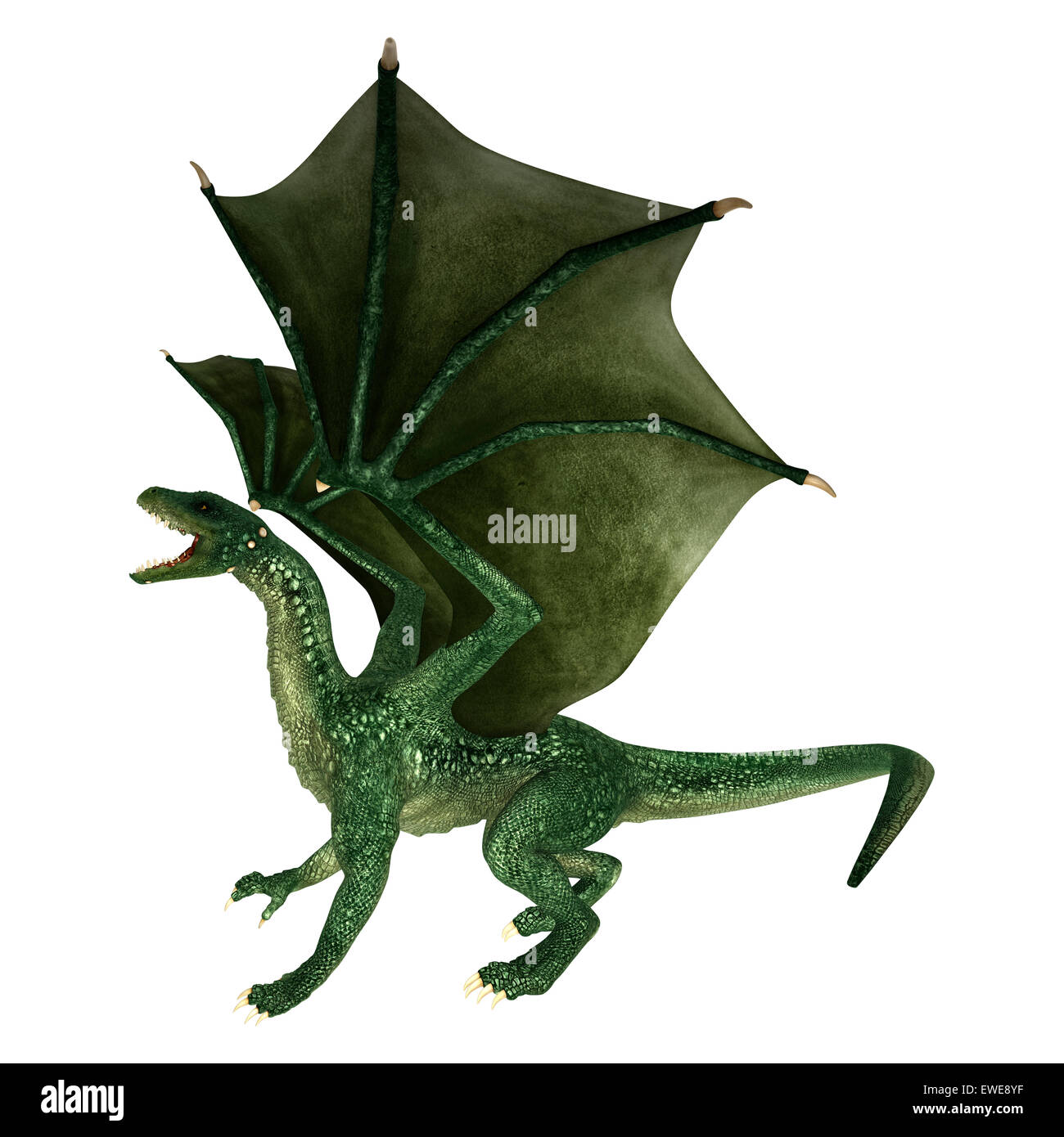 3D digital render of a big evil fairytale dragon isolated on white ...