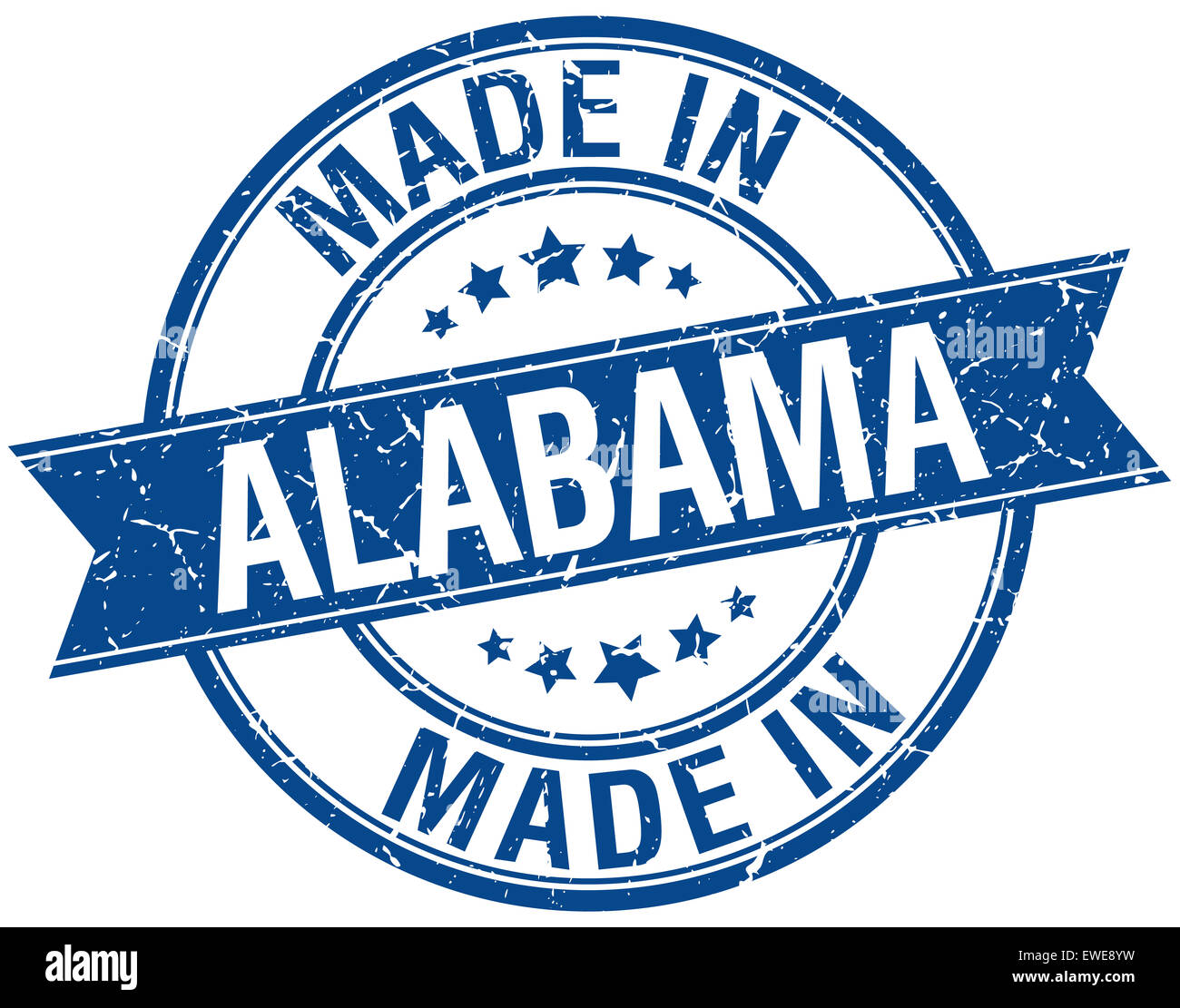 made in Alabama blue round vintage stamp Stock Photo - Alamy