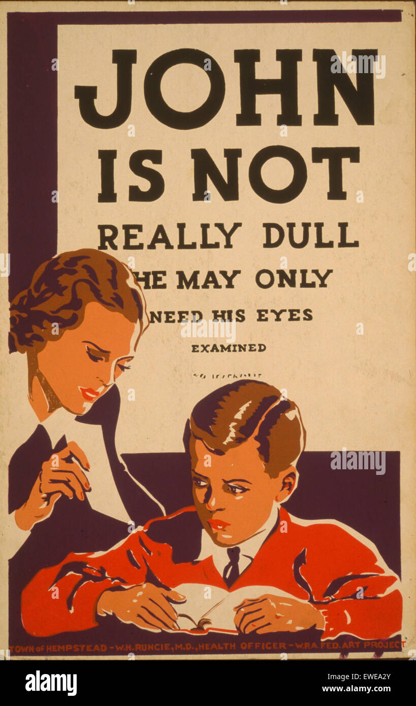 Work Projects Administration (WPA) poster for eye examinations produced ...