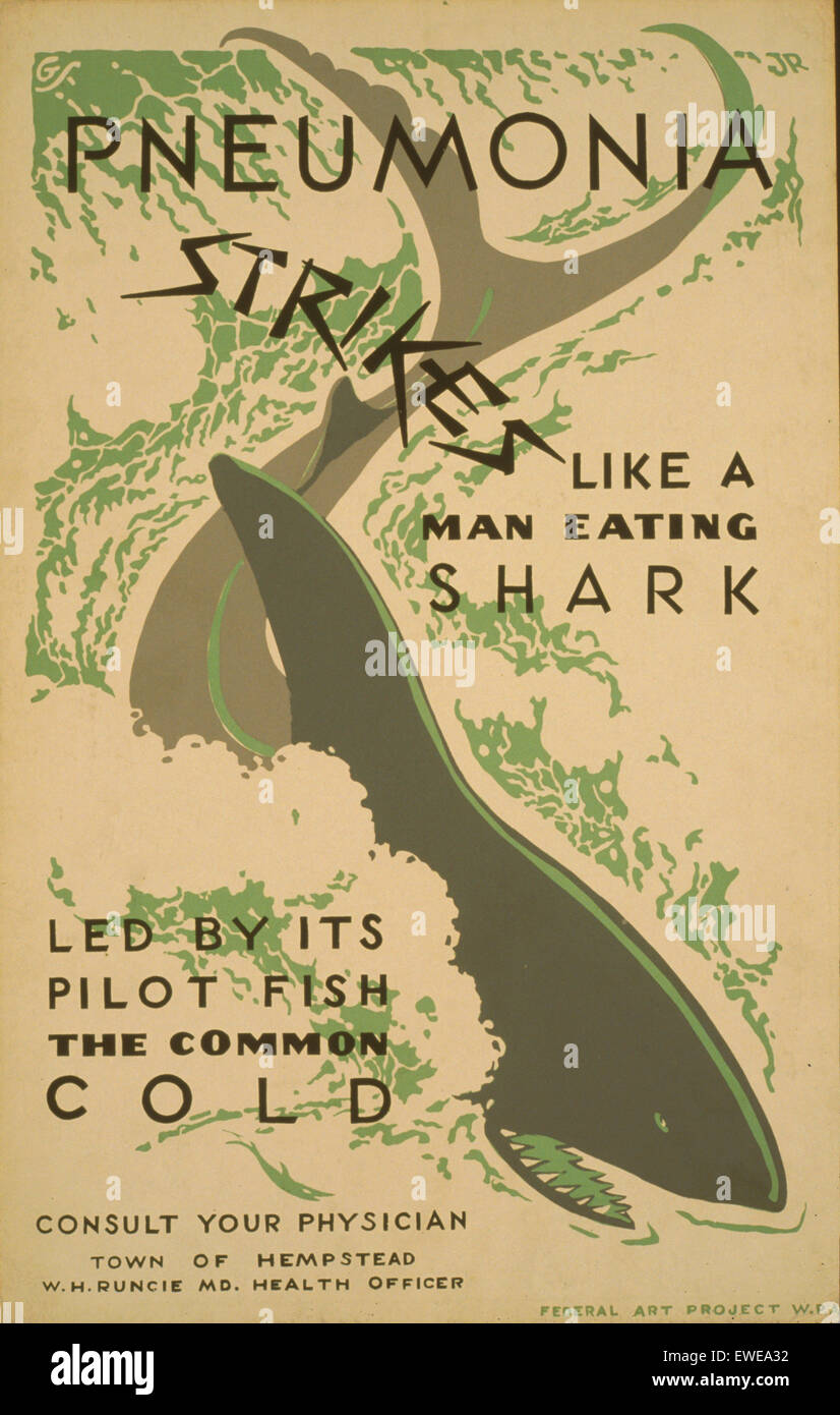 Work Projects Administration (WPA) poster for pneumonia produced ...