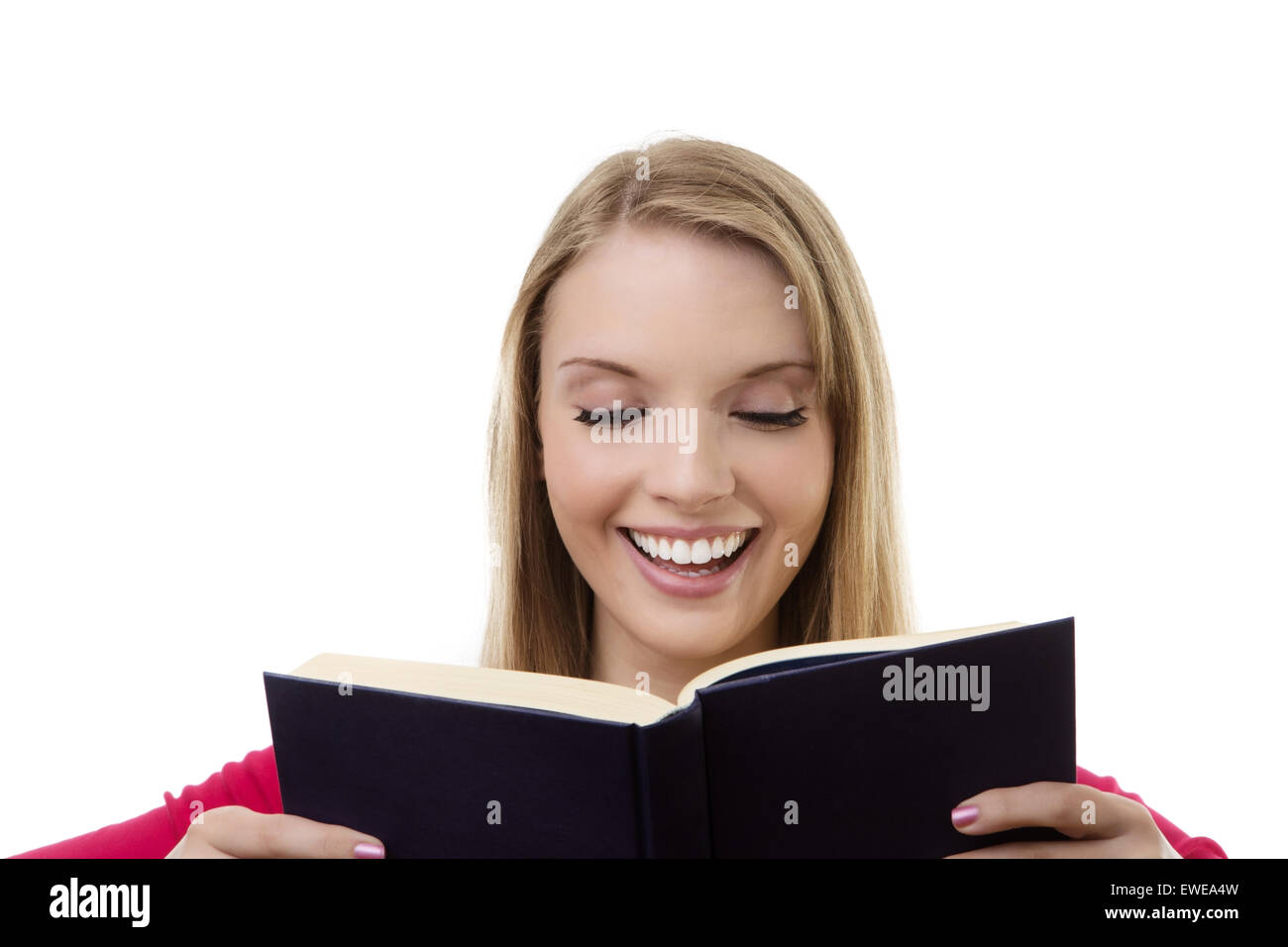 woman reading a hard back book Stock Photo - Alamy