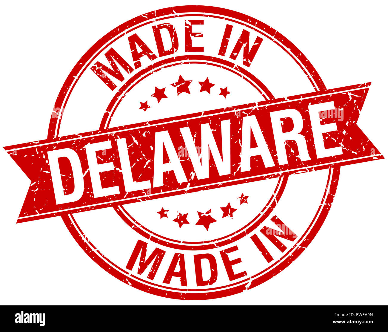 made in Delaware red round vintage stamp Stock Photo - Alamy