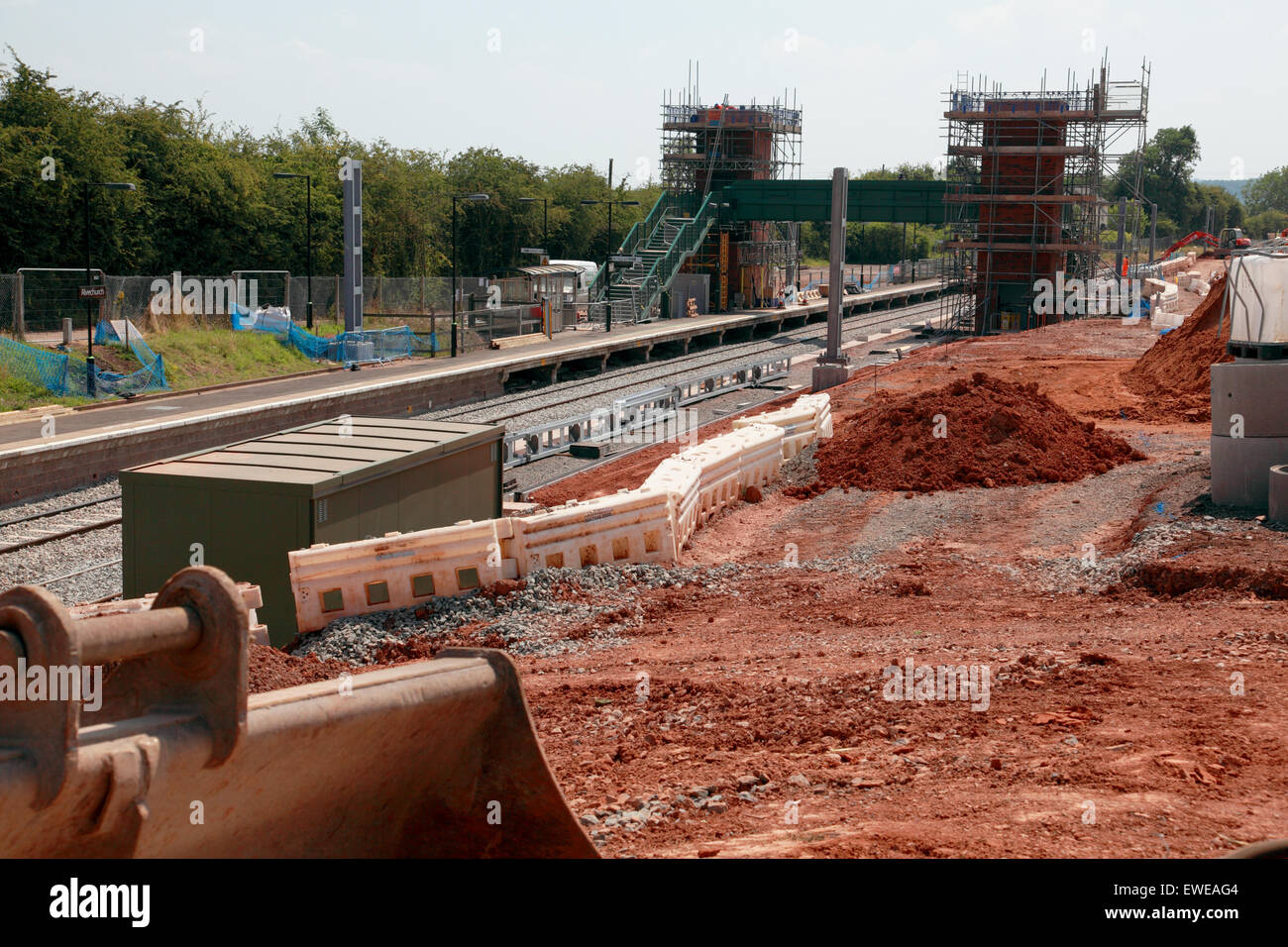 Construction work at Alvechurch station to build a passing loop line ...