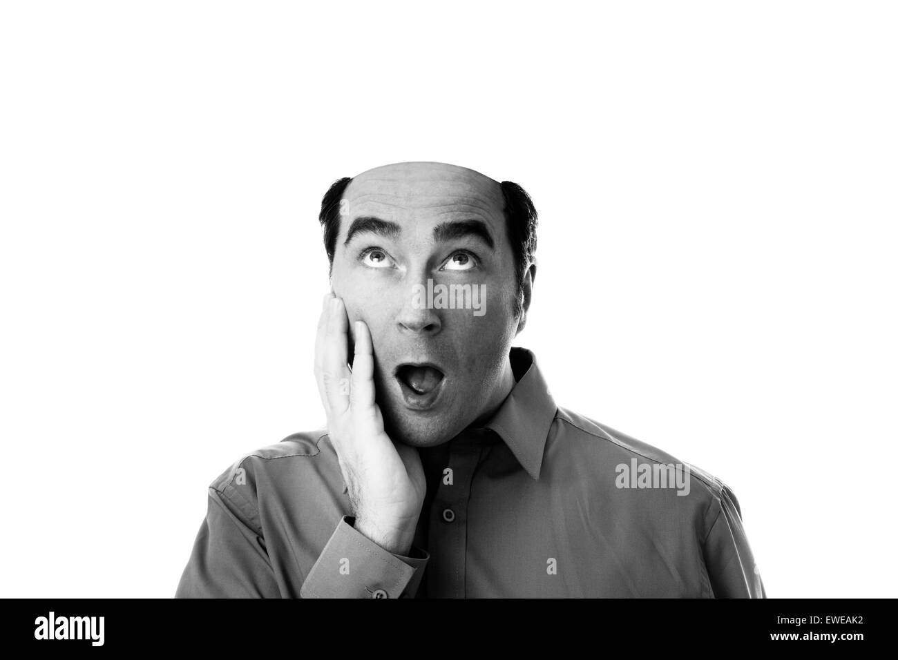 man looking up missing the top of his head Stock Photo - Alamy