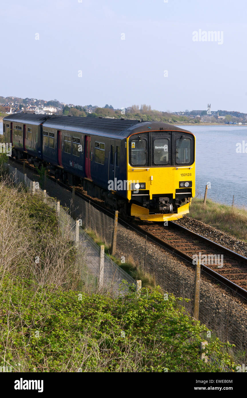 Class 150 Sprinter train on the Avocet Line, near Exmouth, Devon Stock ...