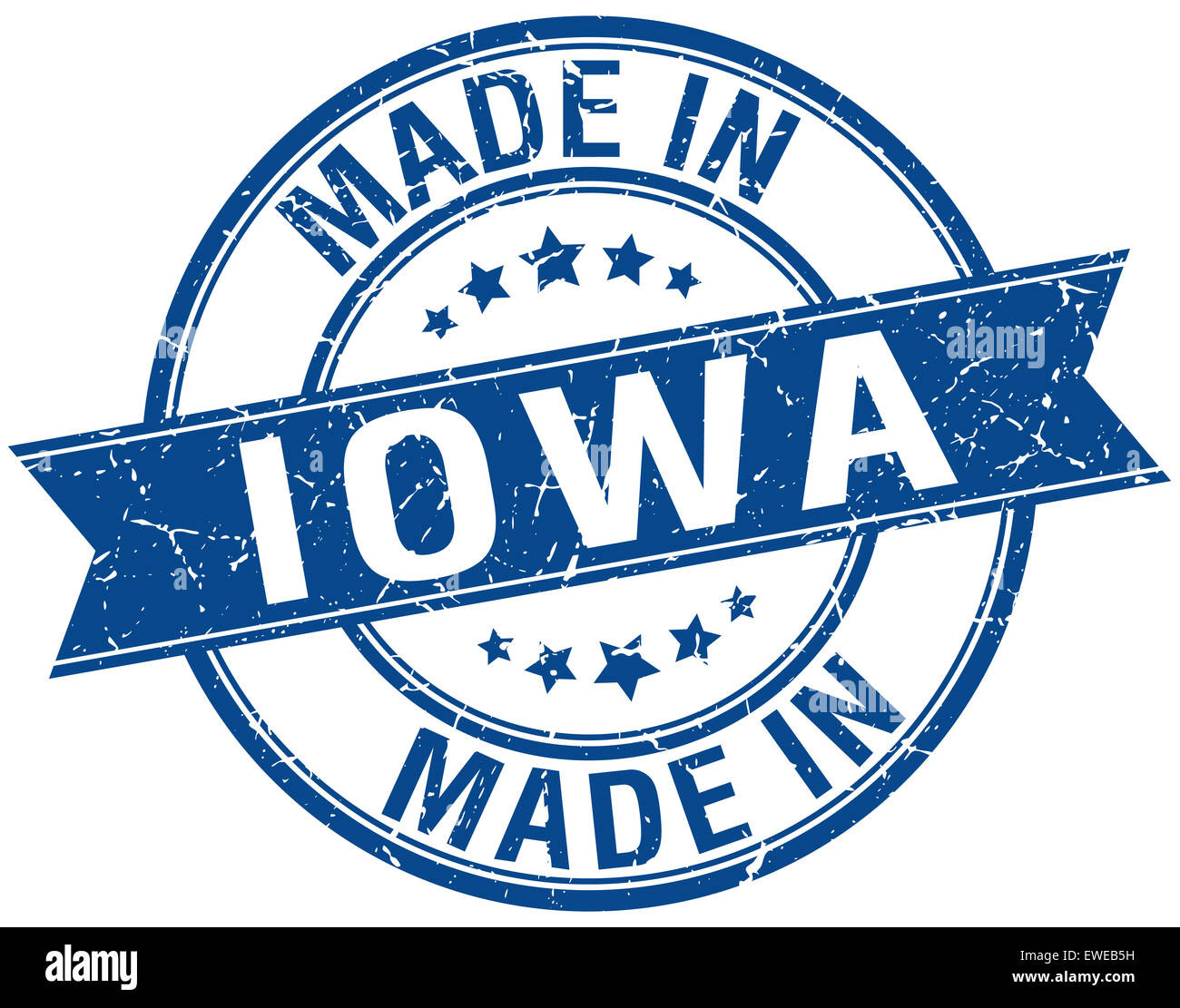 made in Iowa blue round vintage stamp Stock Photo - Alamy