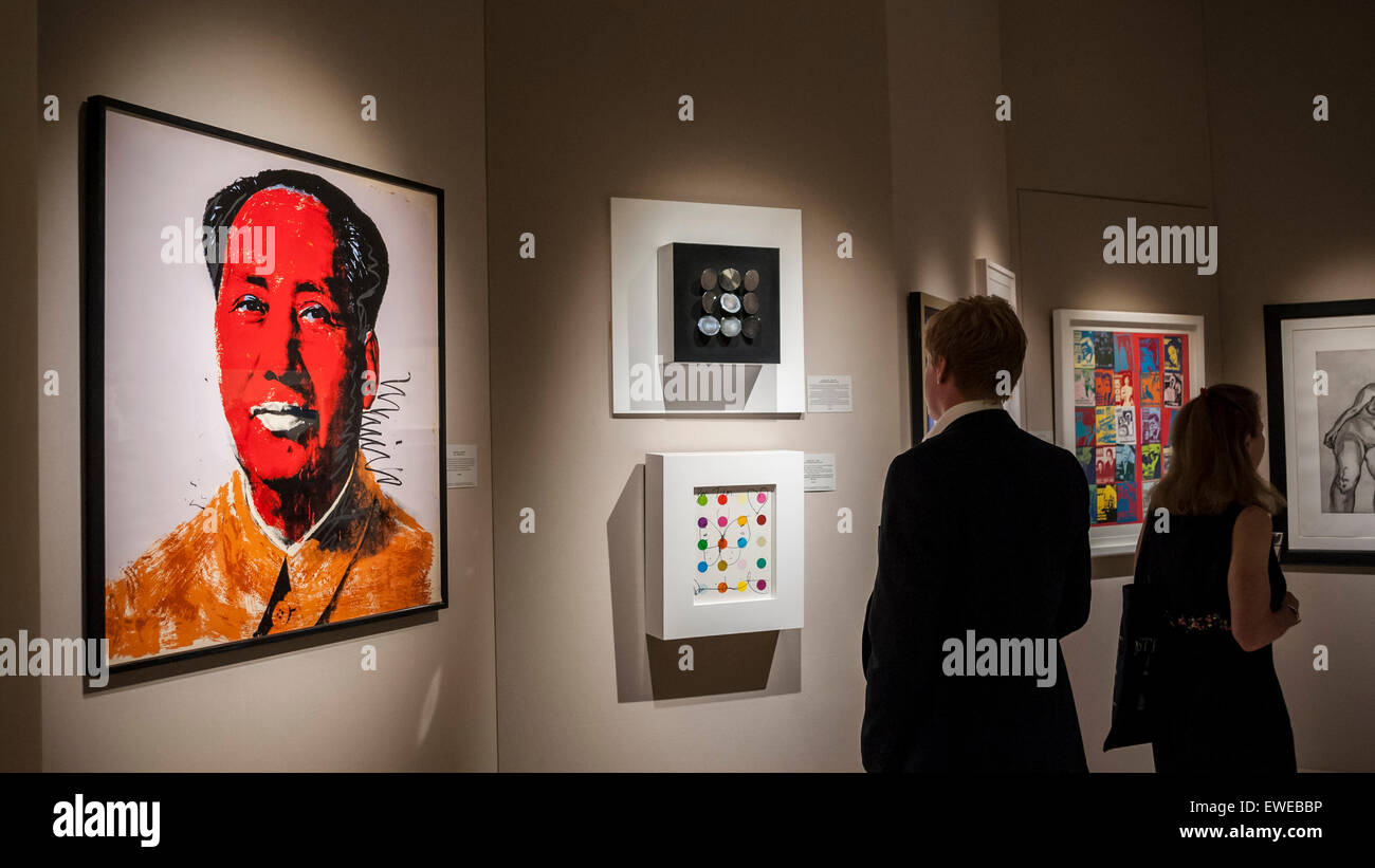London, UK. 24 June 2015. Andy Warhol's "Mao - Red Mao" on display, at ...