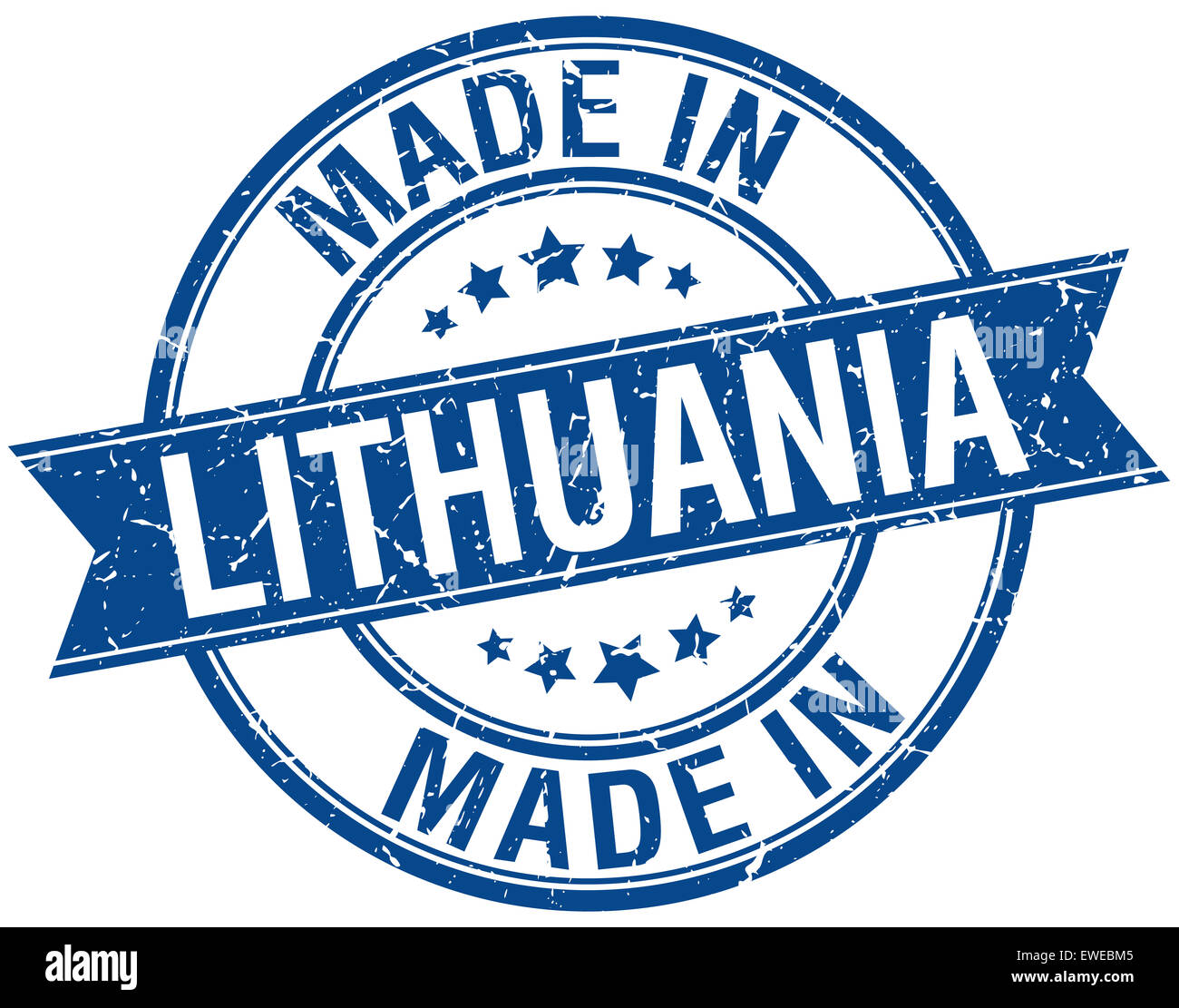 made in Lithuania blue round vintage stamp Stock Photo - Alamy