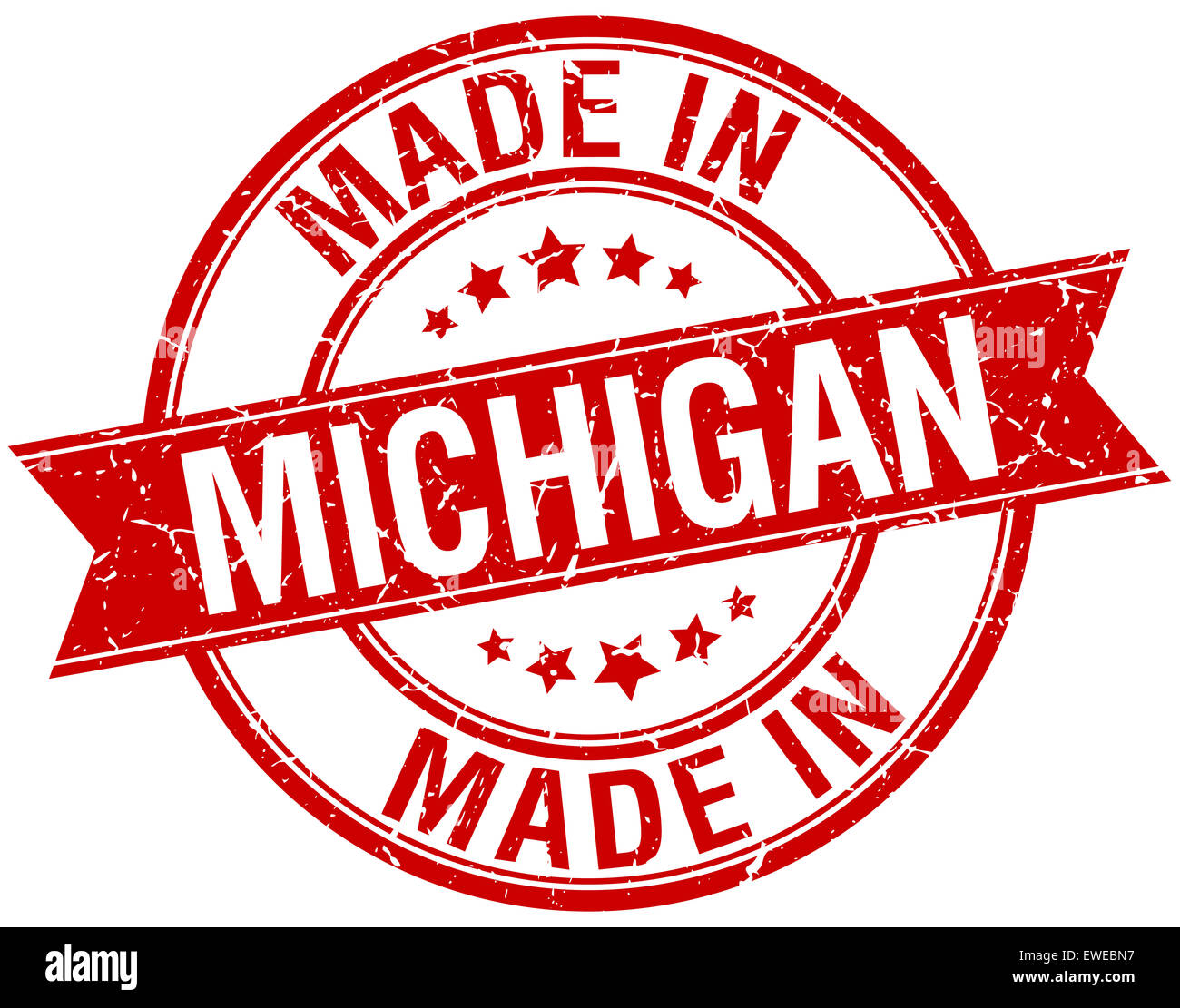 made in Michigan red round vintage stamp Stock Photo - Alamy