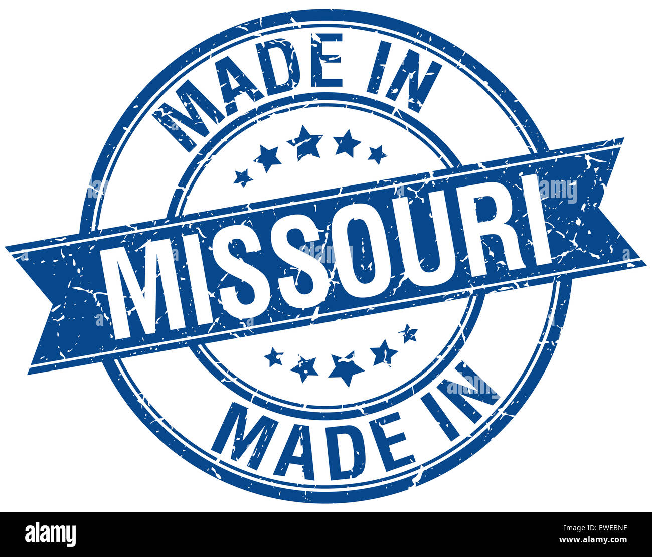 made in Missouri blue round vintage stamp Stock Photo - Alamy