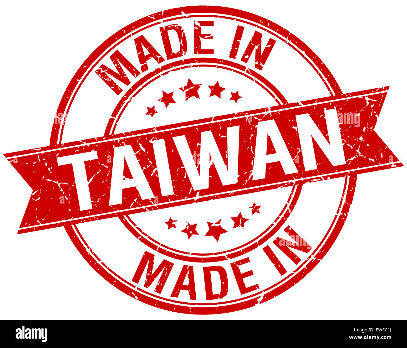 made in Taiwan red round vintage stamp Stock Photo - Alamy