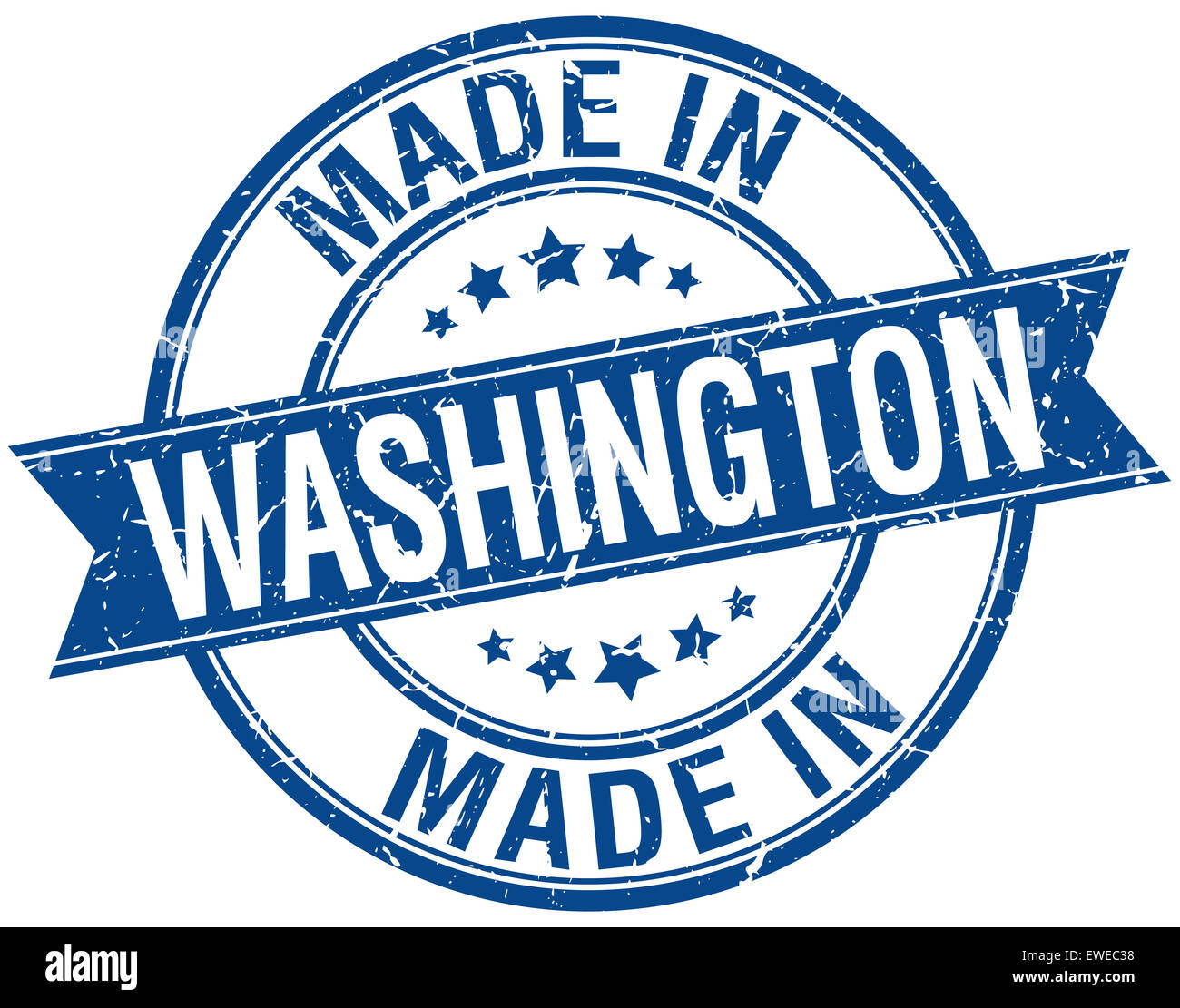 made in Washington blue round vintage stamp Stock Photo - Alamy