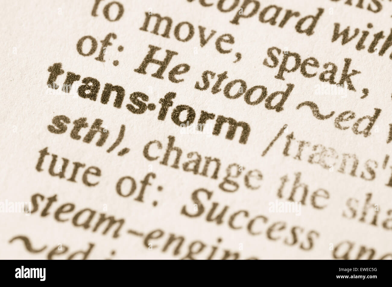 Definition of word transform in dictionary Stock Photo - Alamy