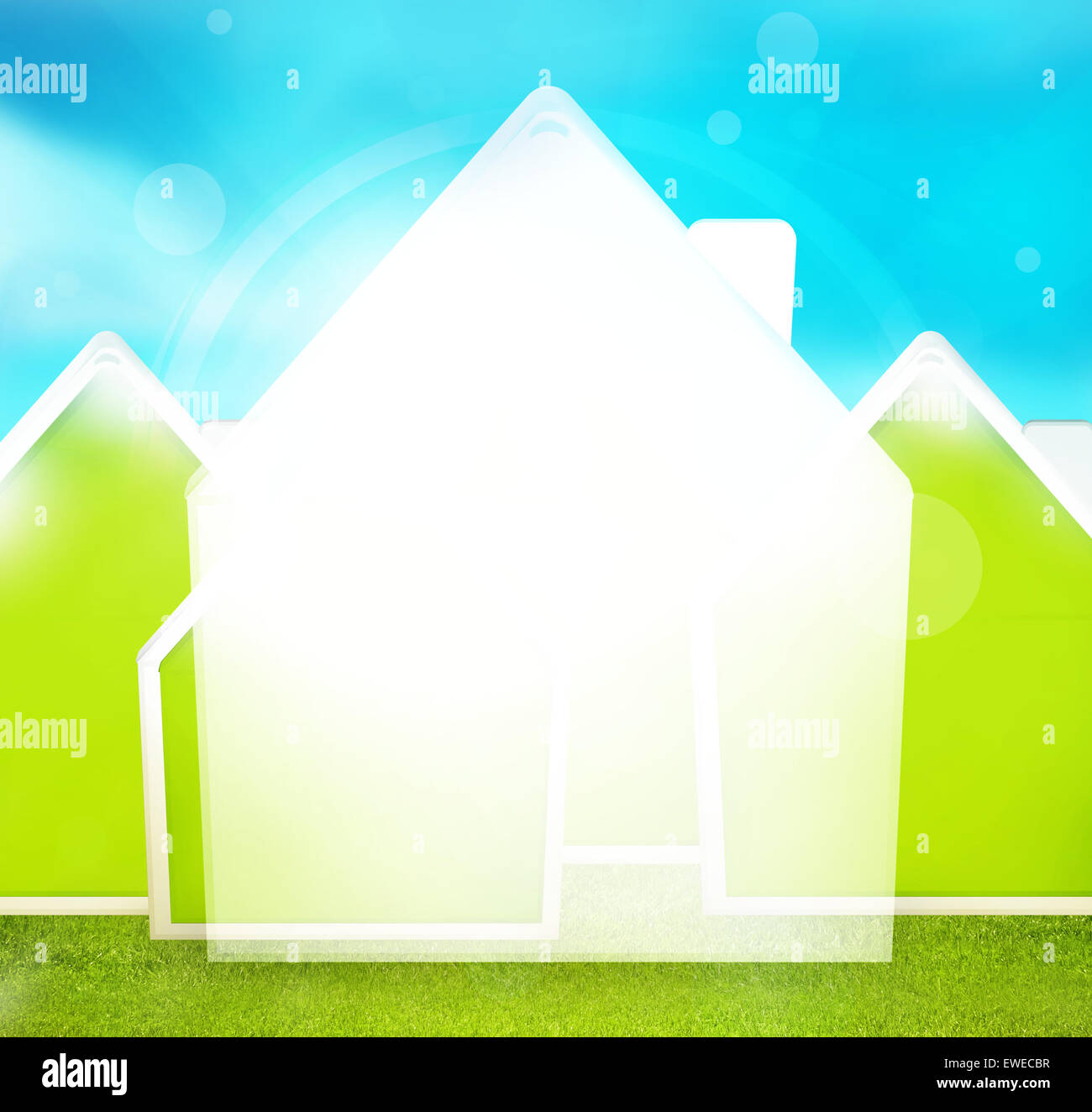 house sunny landscape Stock Photo - Alamy
