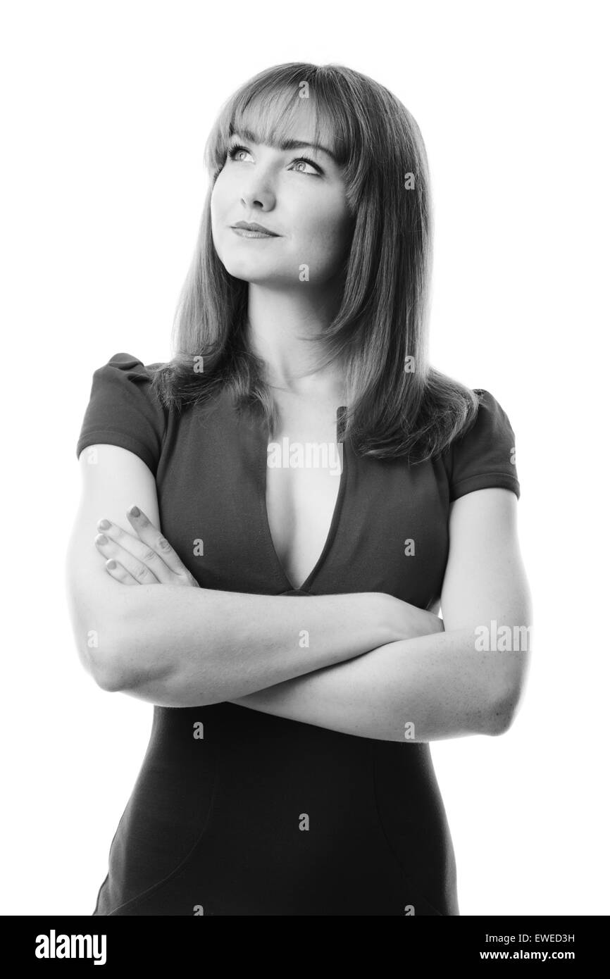 Smiling businesswoman office looking sideways hi-res stock photography ...