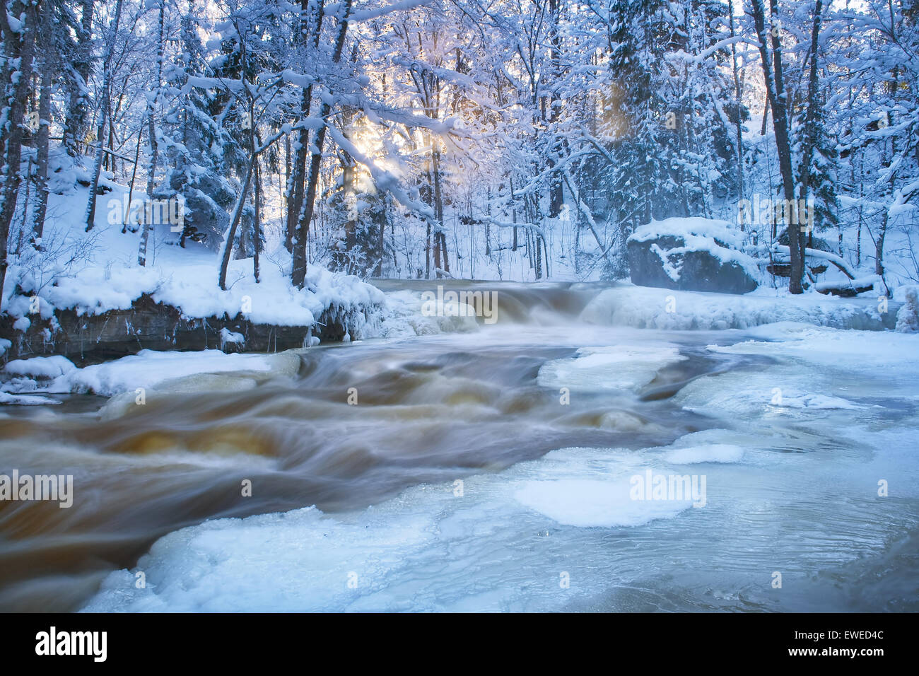 Waterfall in the winter Stock Photo - Alamy