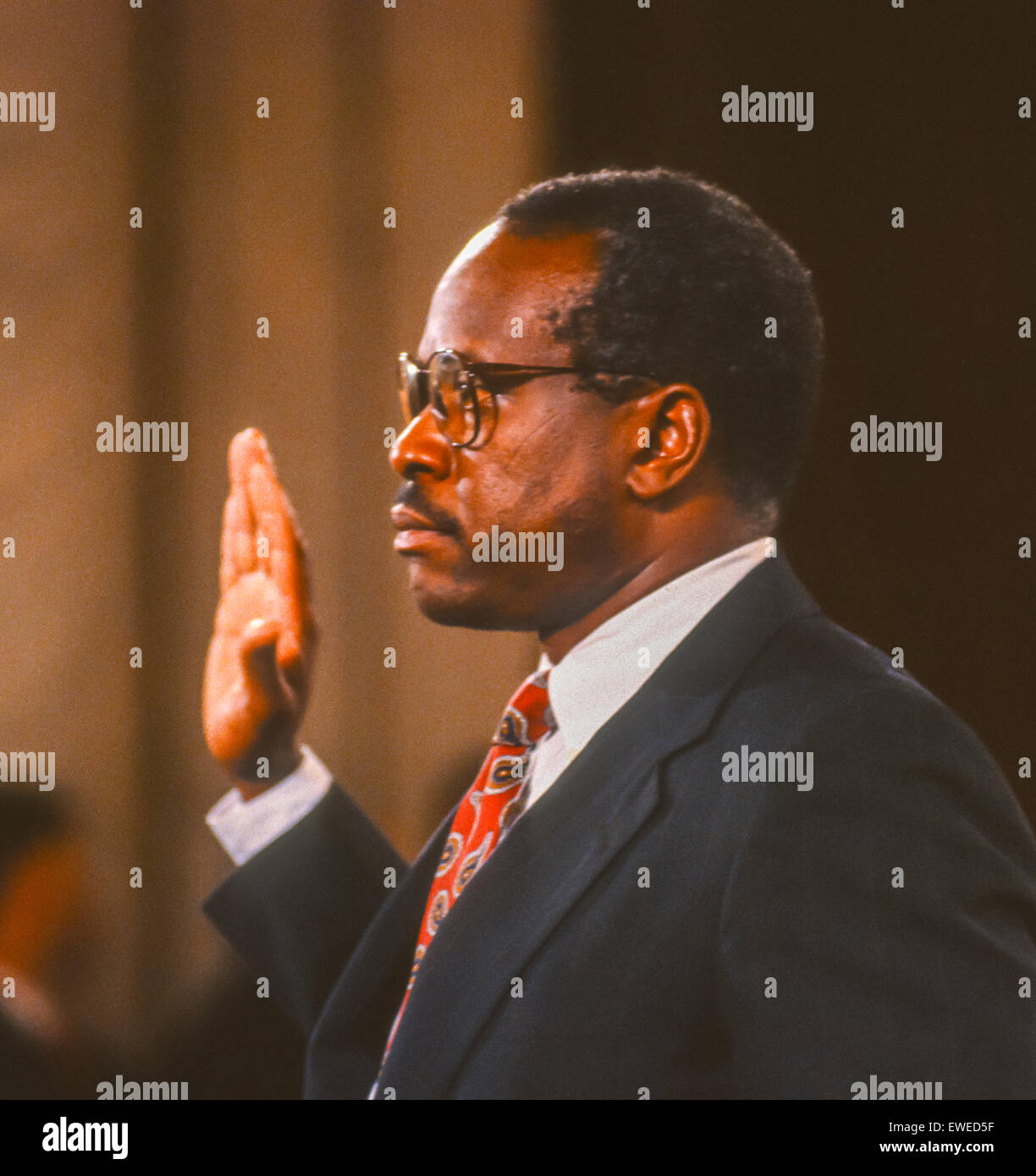 WASHINGTON, DC, USA - Clarence Thomas, Supreme Court nominee, is sworn ...