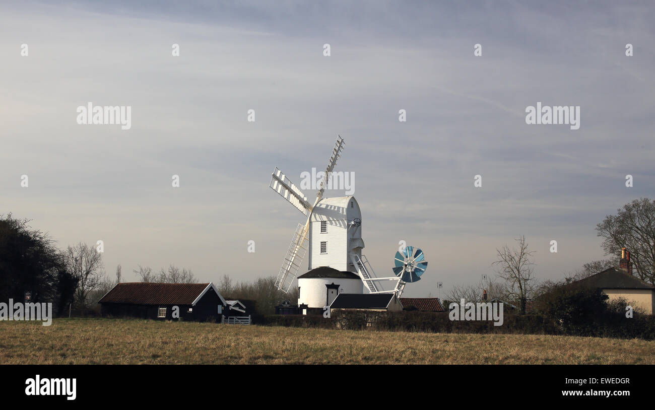 Saxtead Green Post Mill, windmill, Suffolk, England, UK Stock Photo - Alamy