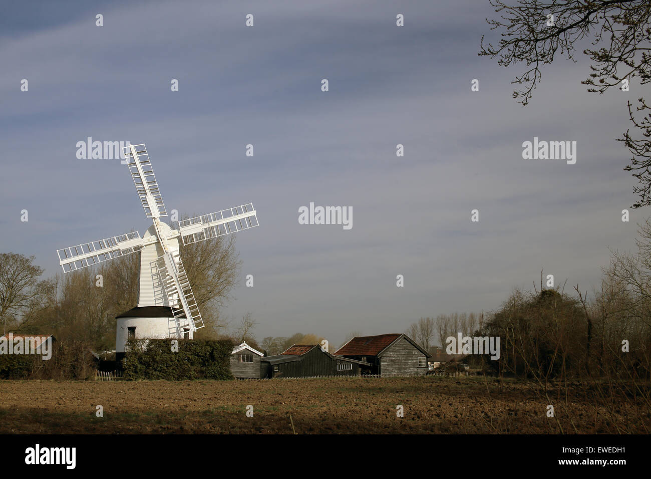 Saxtead Green Post Mill, windmill, Suffolk, England, UK Stock Photo - Alamy