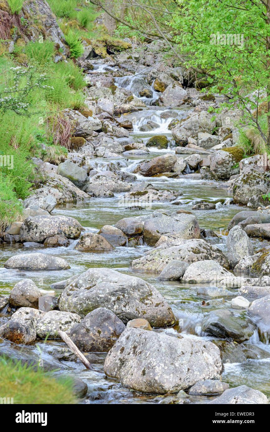 Helvellyn gill (brook, stream) runs down the west side of mount ...