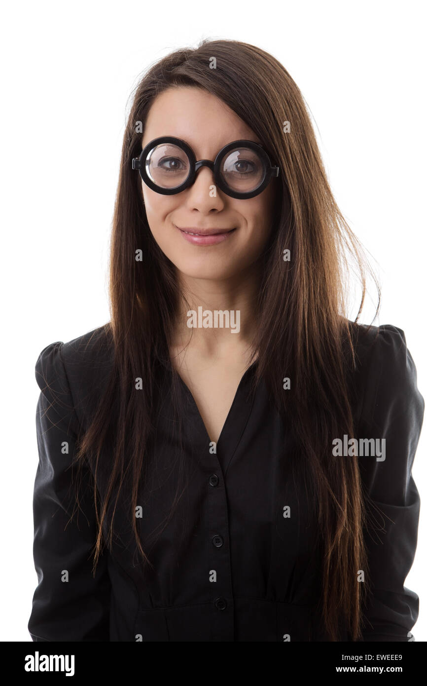 Nerdy woman wearing glasses hi-res stock photography and images - Alamy