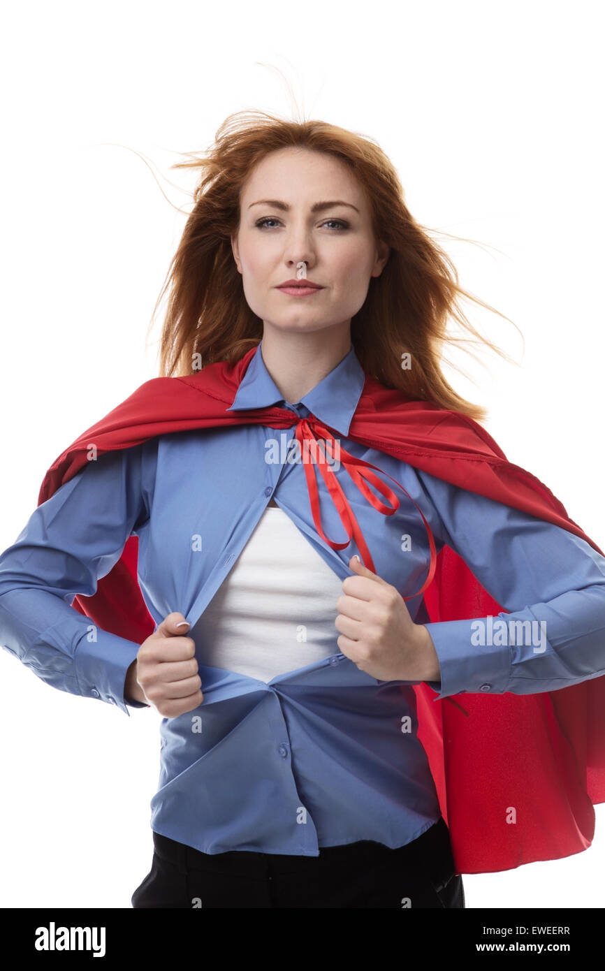 Woman wearing superhero cape hi-res stock photography and images - Alamy