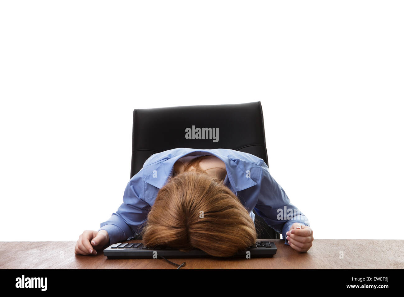 Sleeping woman head on desk hi-res stock photography and images - Alamy