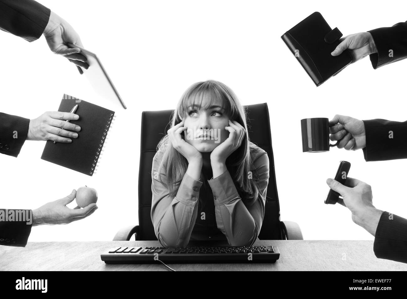 Employee overwhelmed Black and White Stock Photos & Images - Alamy