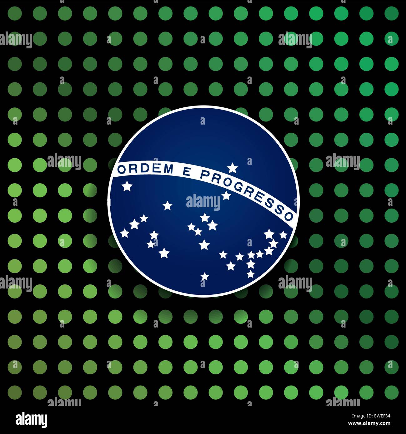 Digital backdrop shimmering green dots and an element of flag of Brazil ...
