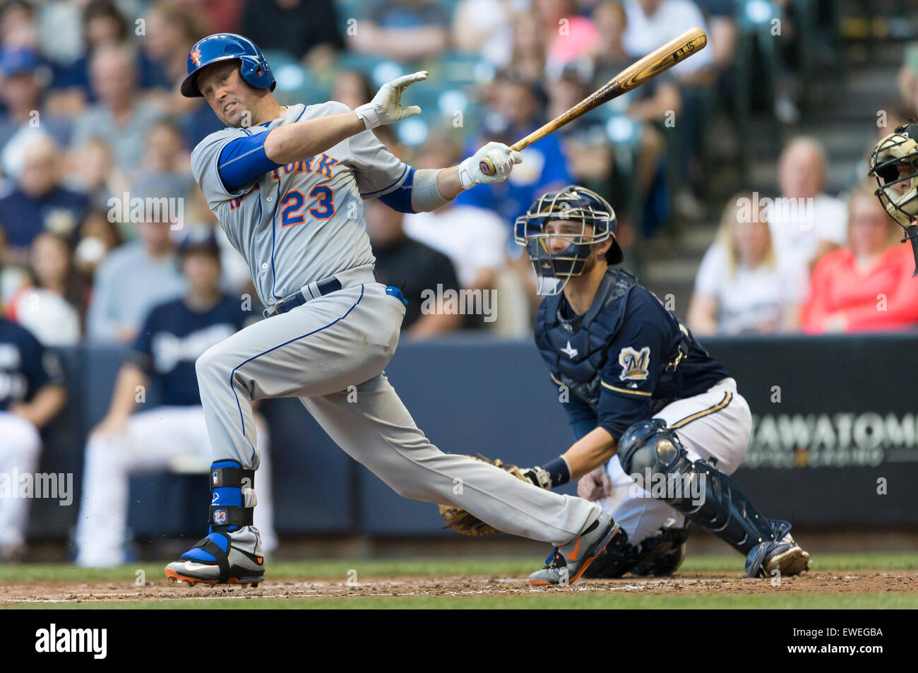 Milwaukee, WI, USA. 23rd June, 2015. New York Mets left fielder Michael ...