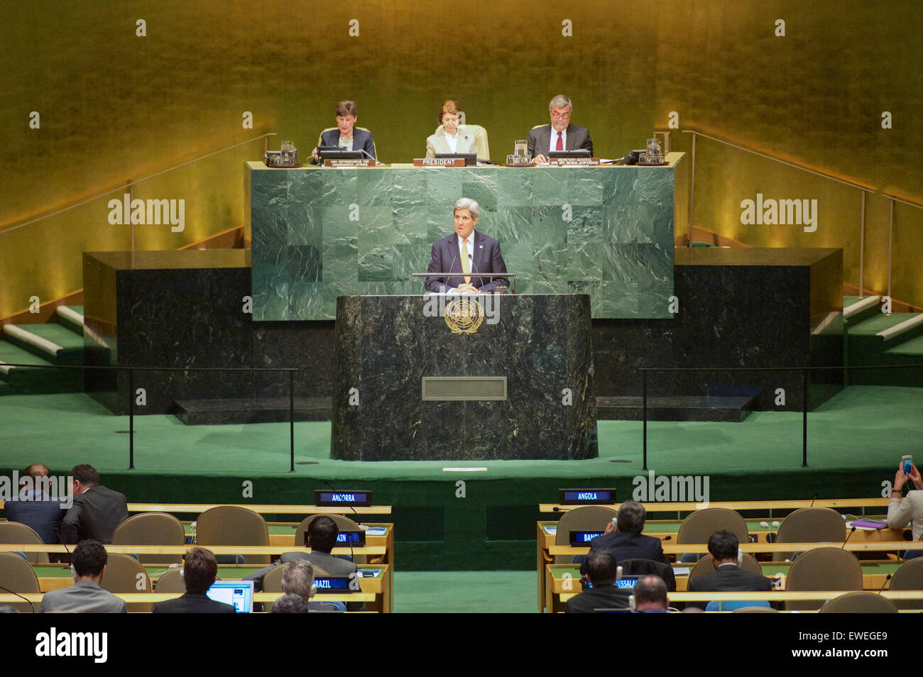 U.S. Secretary of State John Kerry speaks from the podium in the United ...