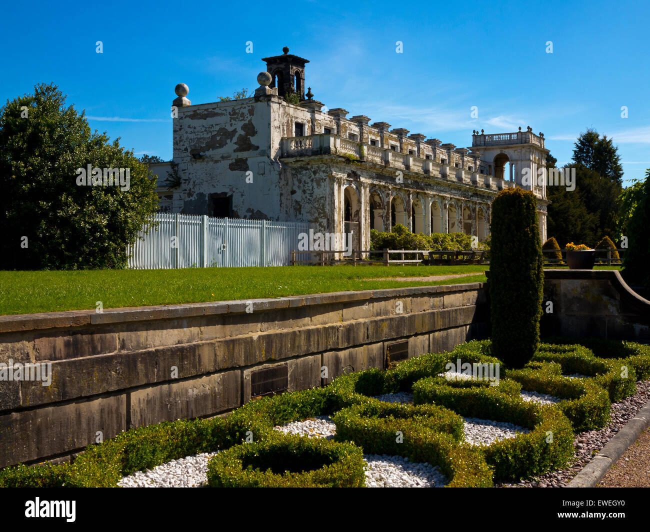The remains of Trentham Hall an Italianate country house in the grounds ...