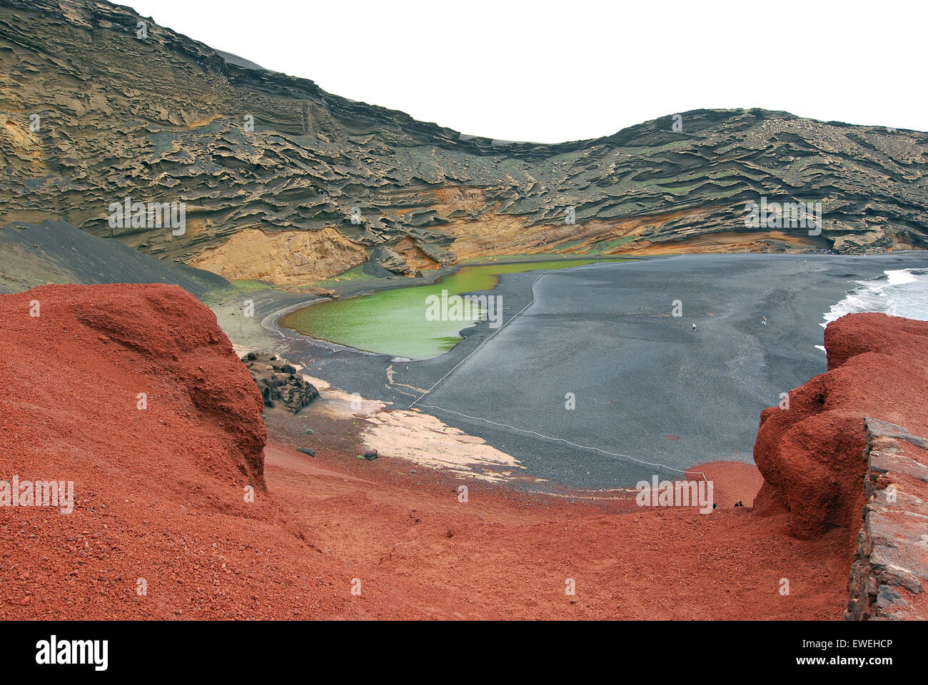 A lake with green water in Lanzrote, Canary Islands, Spain Stock Photo ...