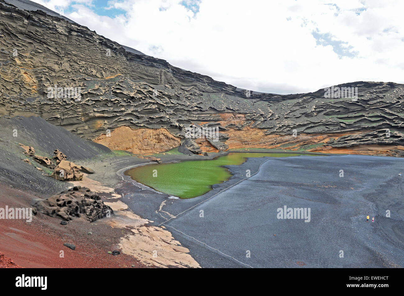 A lake with green water in Lanzrote, Canary Islands, Spain Stock Photo ...