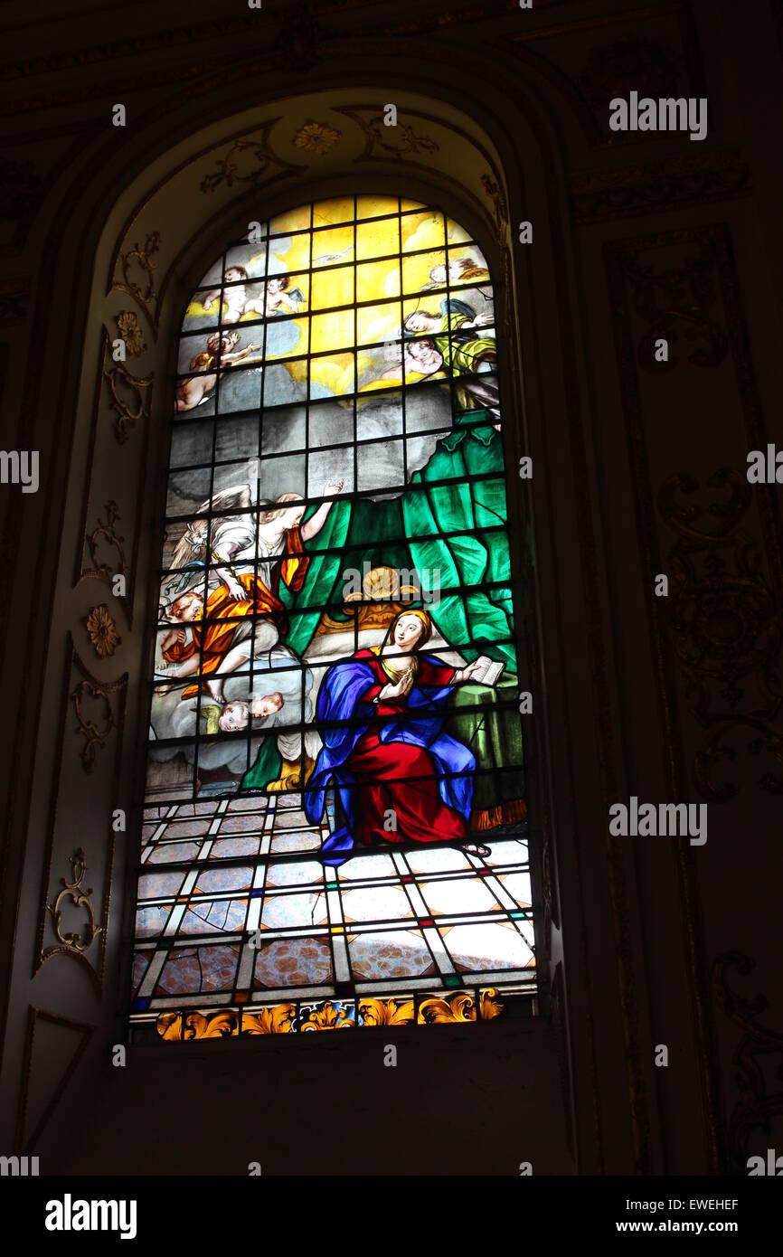 Stained Glass window beautiful colours Stock Photo - Alamy