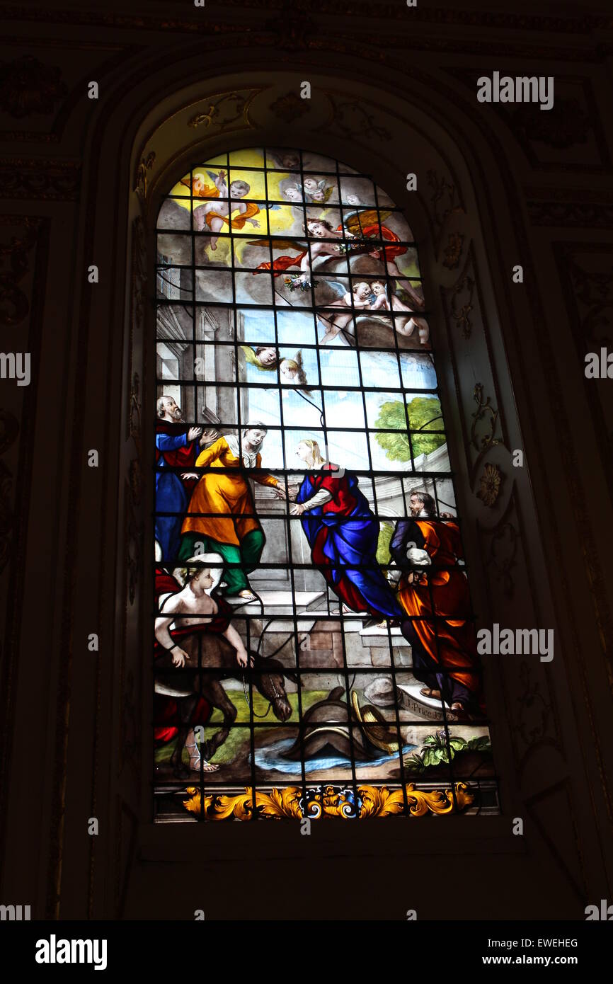 Stained Glass window beautiful colours Stock Photo - Alamy