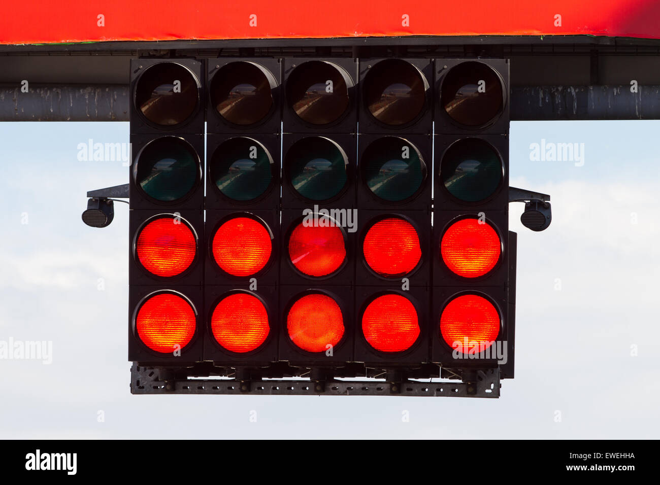 Red Start Lights in a Racing Circuit Stock Photo - Alamy