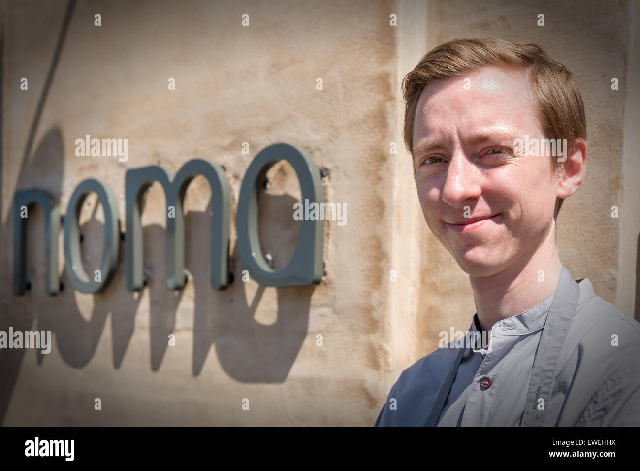 Portrait of a young student (chef) in front of the old Noma restaurant ...