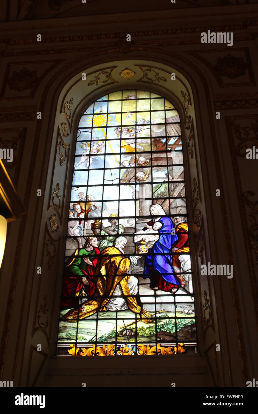 Stained Glass window beautiful colours Stock Photo - Alamy