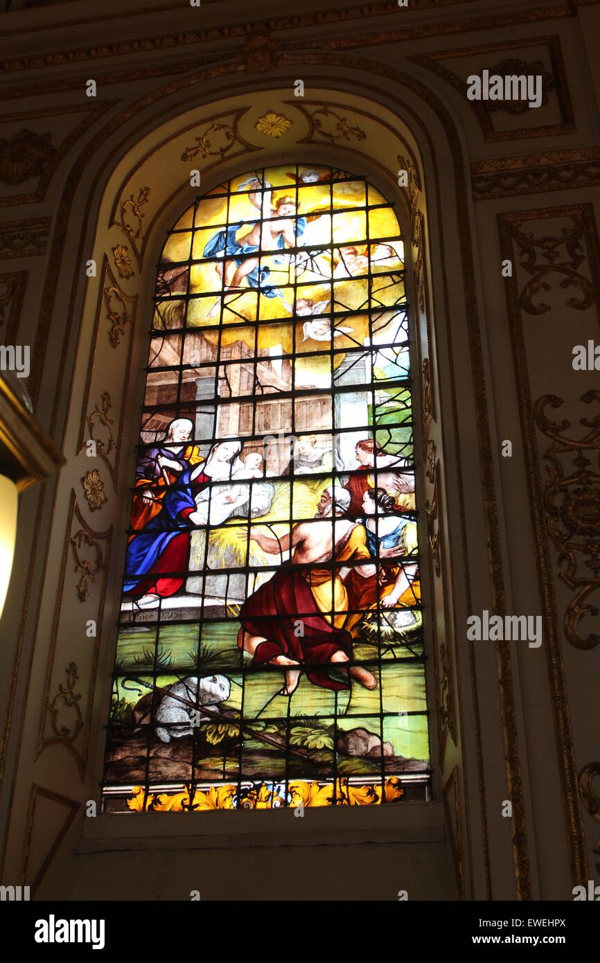 Stained Glass window beautiful colours Stock Photo - Alamy