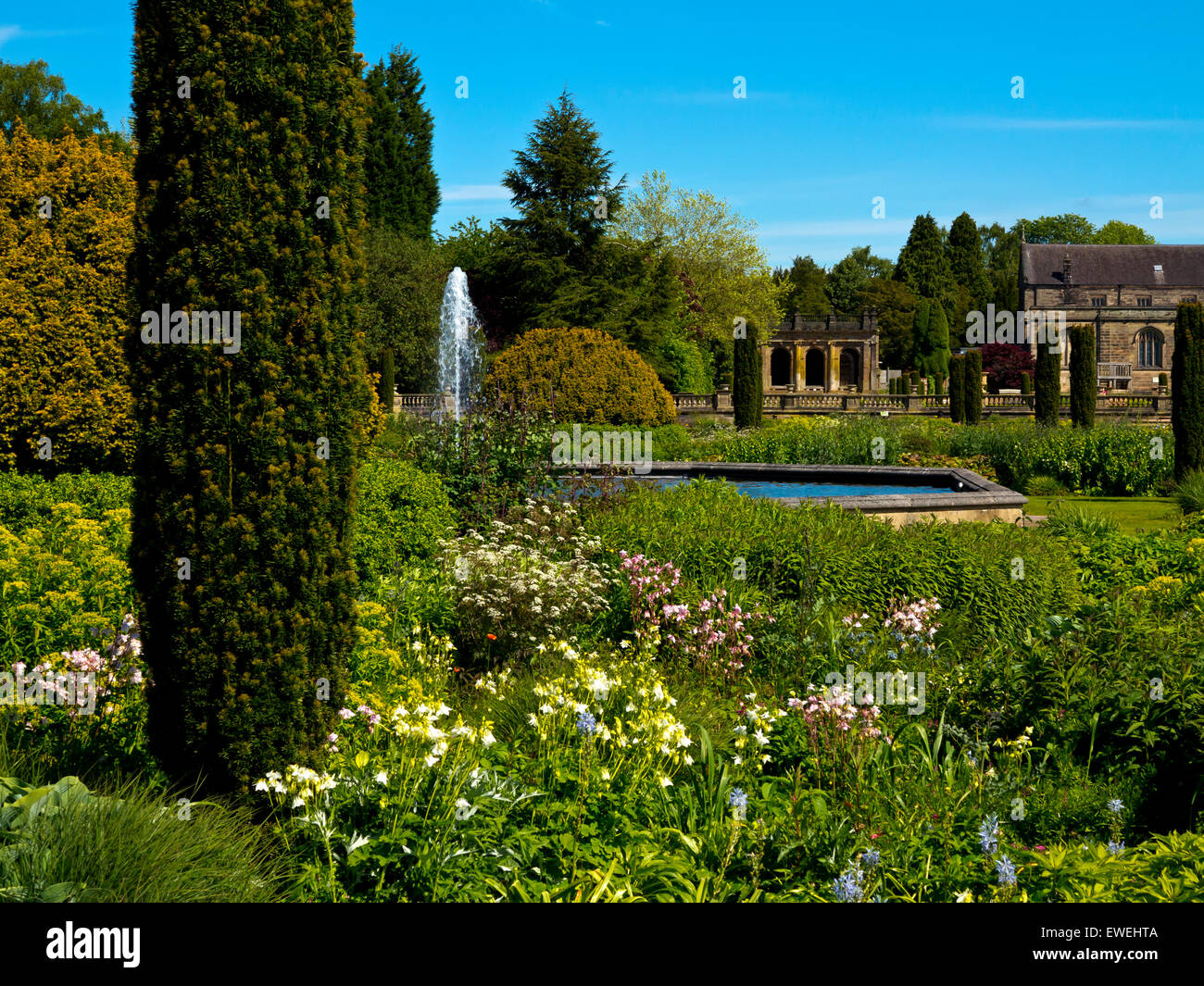 View looking across the Italian Garden at Trentham Gardens near Stoke ...